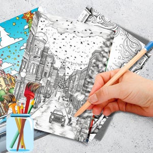 215 City Christmas Coloring Pages Instant Download Cute City Christmas ...