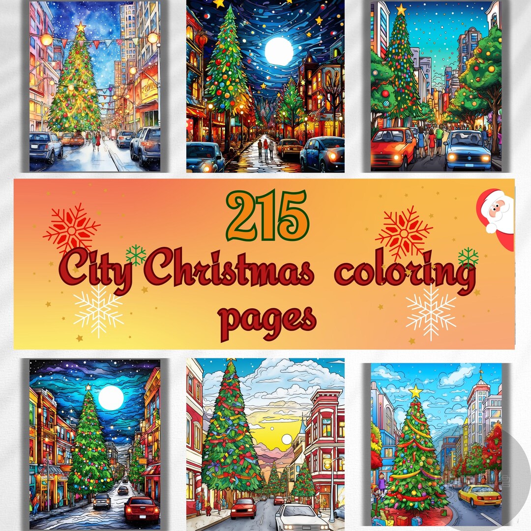 215 City Christmas Coloring Pages Instant Download Cute City Christmas ...