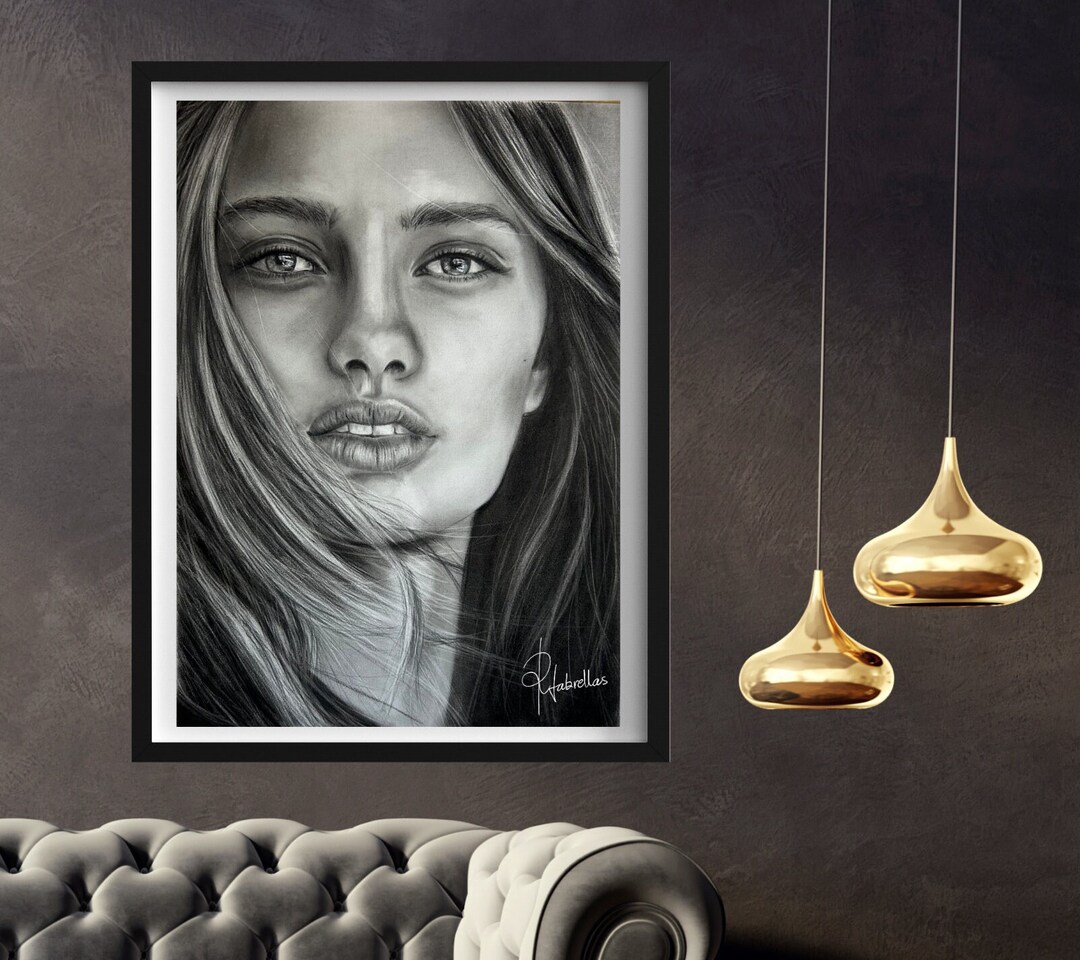 An Instant, Beauty Charcoal and Graphite on Paper Realistic Drawing ...