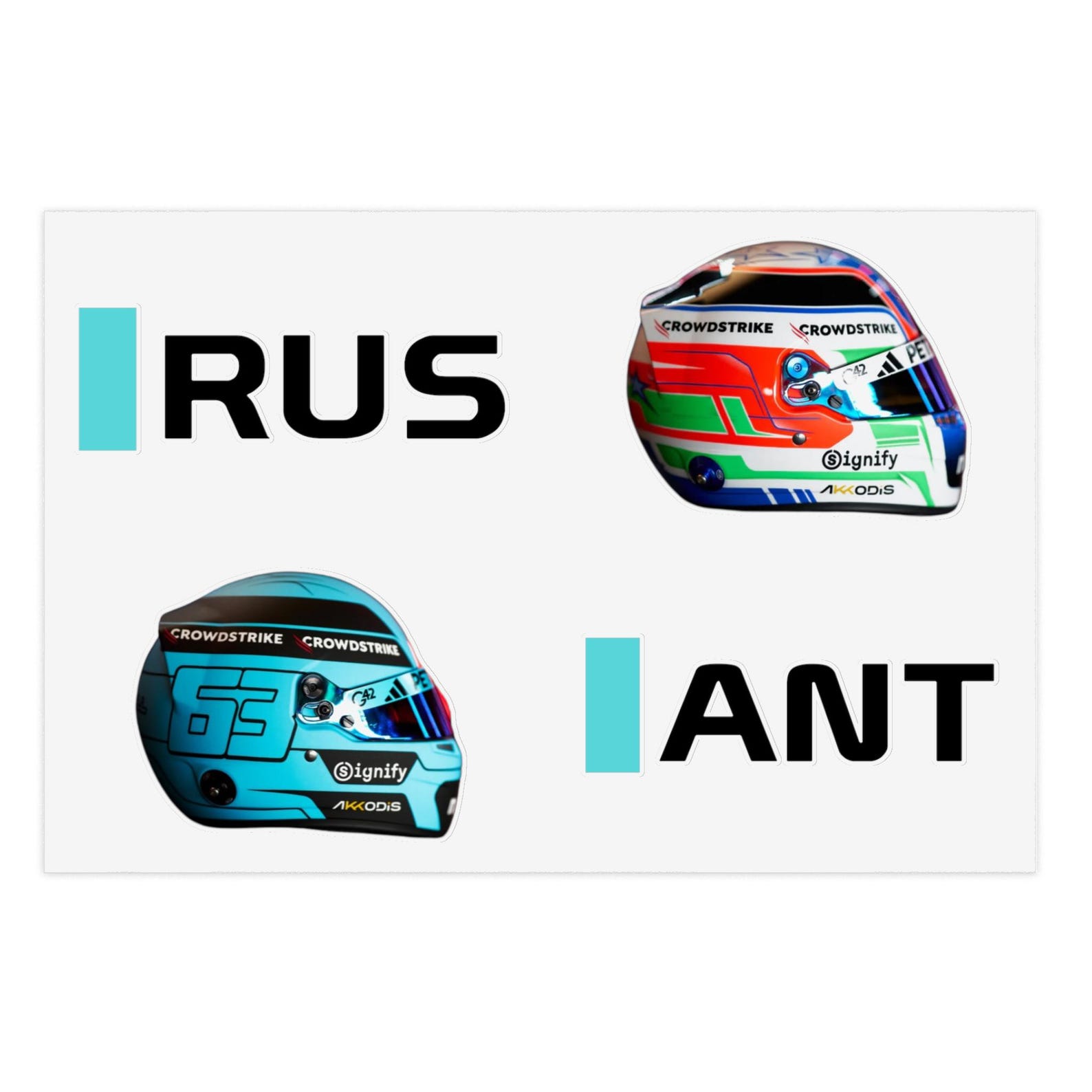 F1 Sticker Sheets, Mercedes Racing Kimi George Russel Antonelli Fans ...