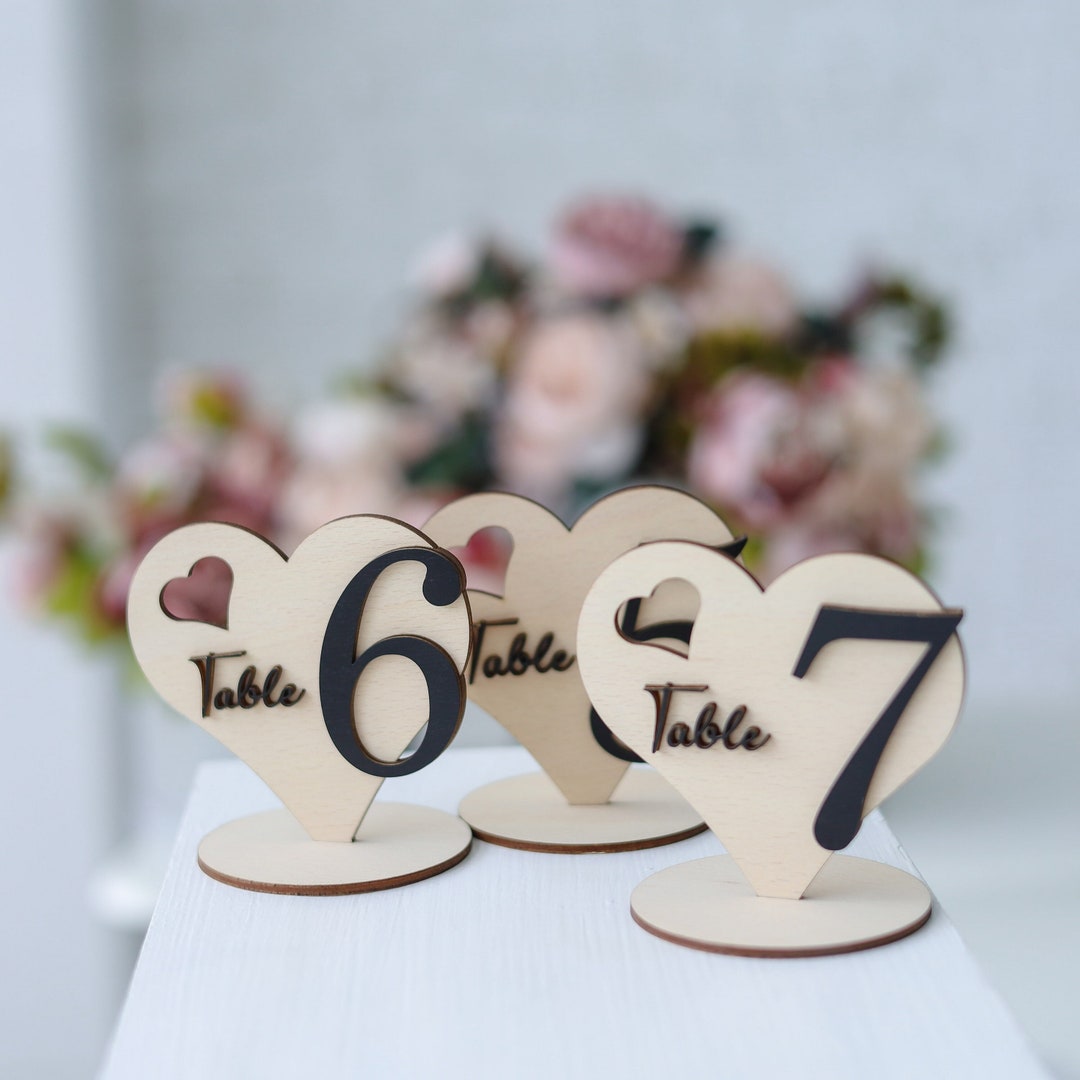 Wooden Heart Table Numbers: Rustic Wedding Decor - Etsy