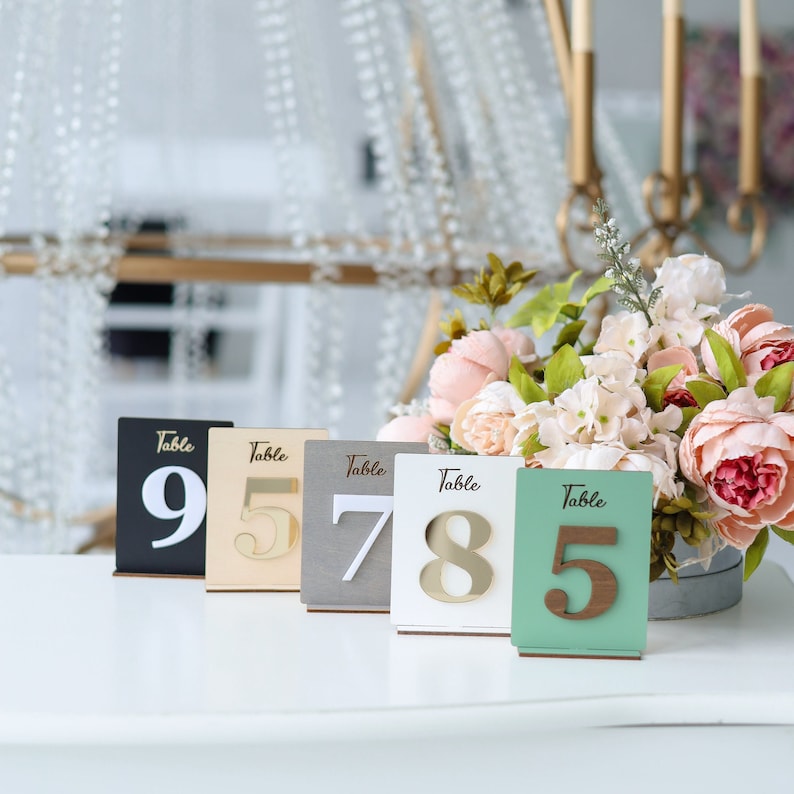 Golden Table Numbers Acrylic Wedding Table Decor Wooden Table Numbers ...