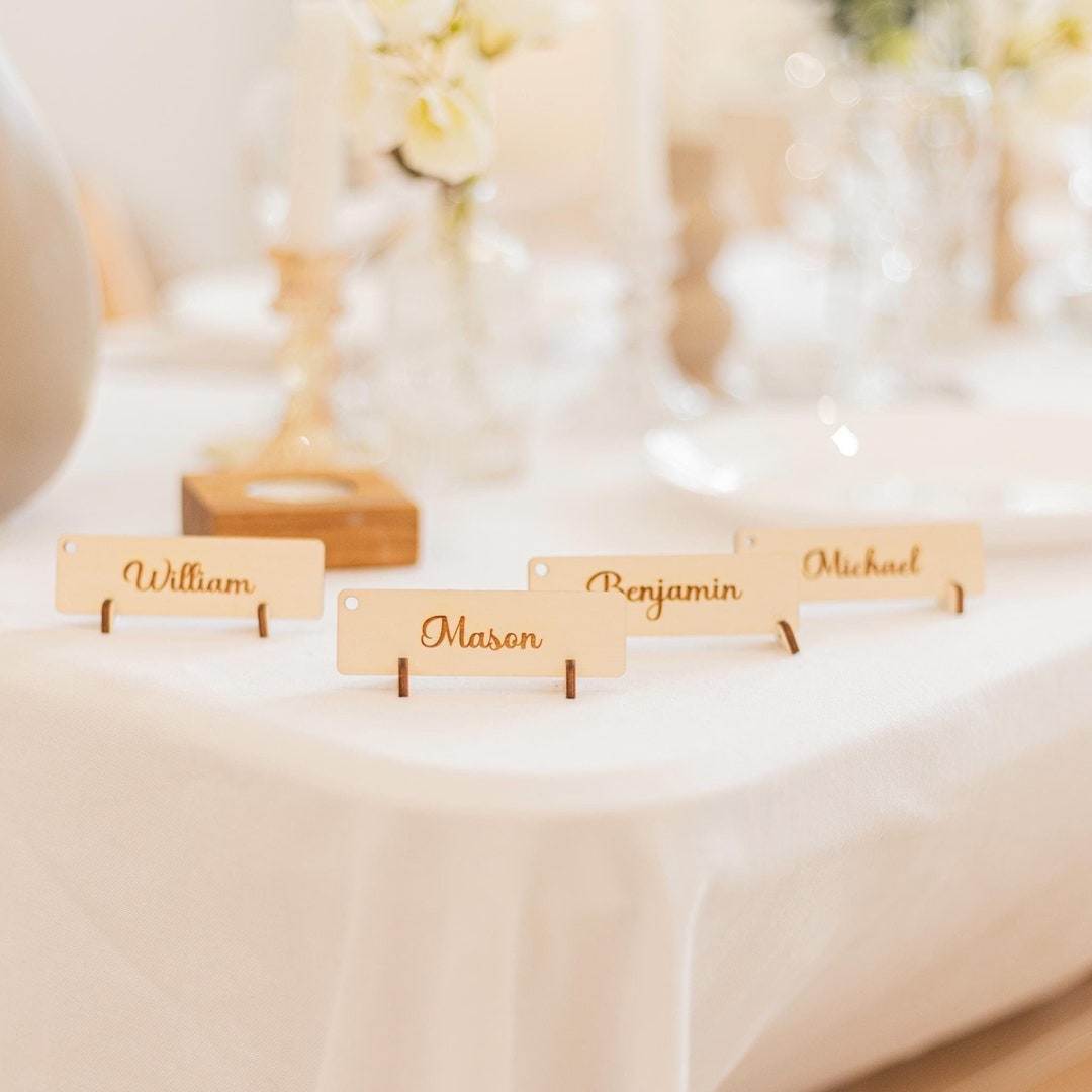 Personalized Wooden Place Cards - Custom Event Name Tags - Unique Guest ...
