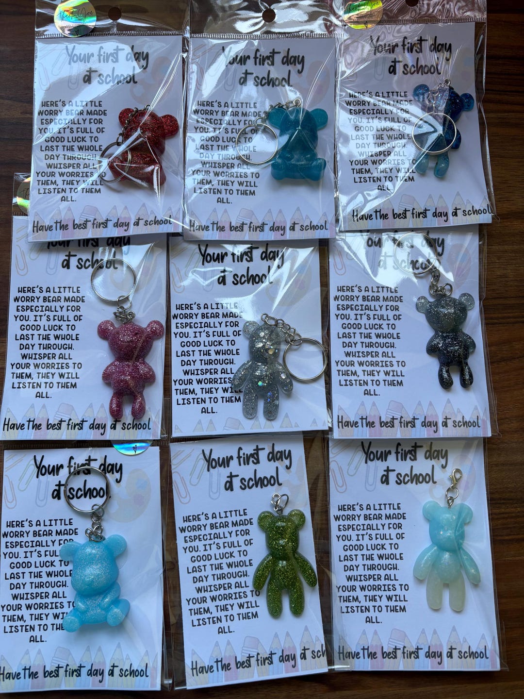 First Day of School Bear Hug Keyring - Etsy