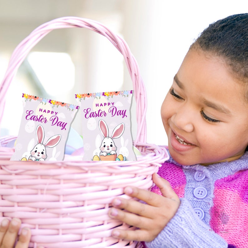 Happy Easter Day Chip Bag Template Editable on Canva Custom Easter ...