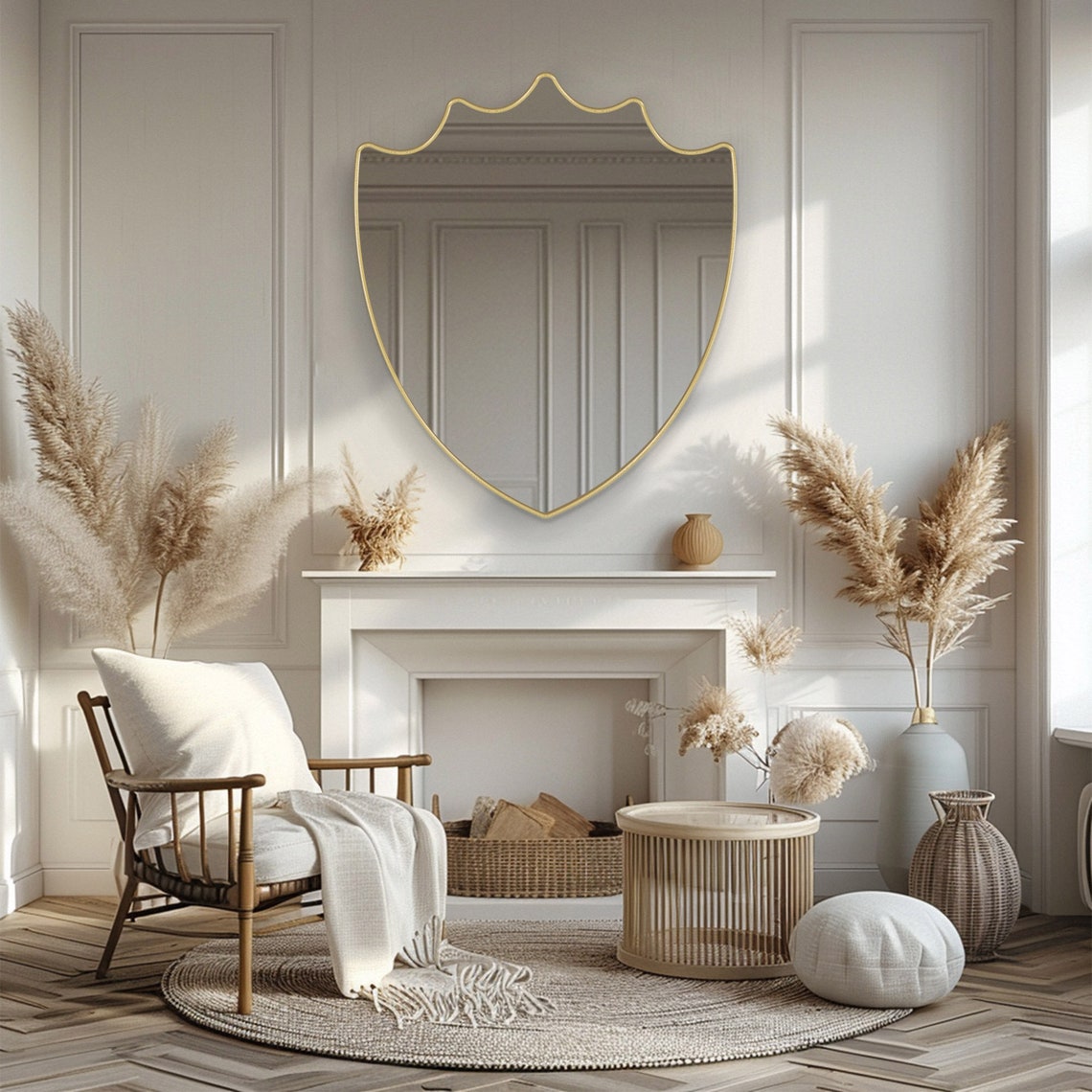 Shield-shaped Mirror | Modern Home Mirror | Premium MDF Mirror | Luxury ...