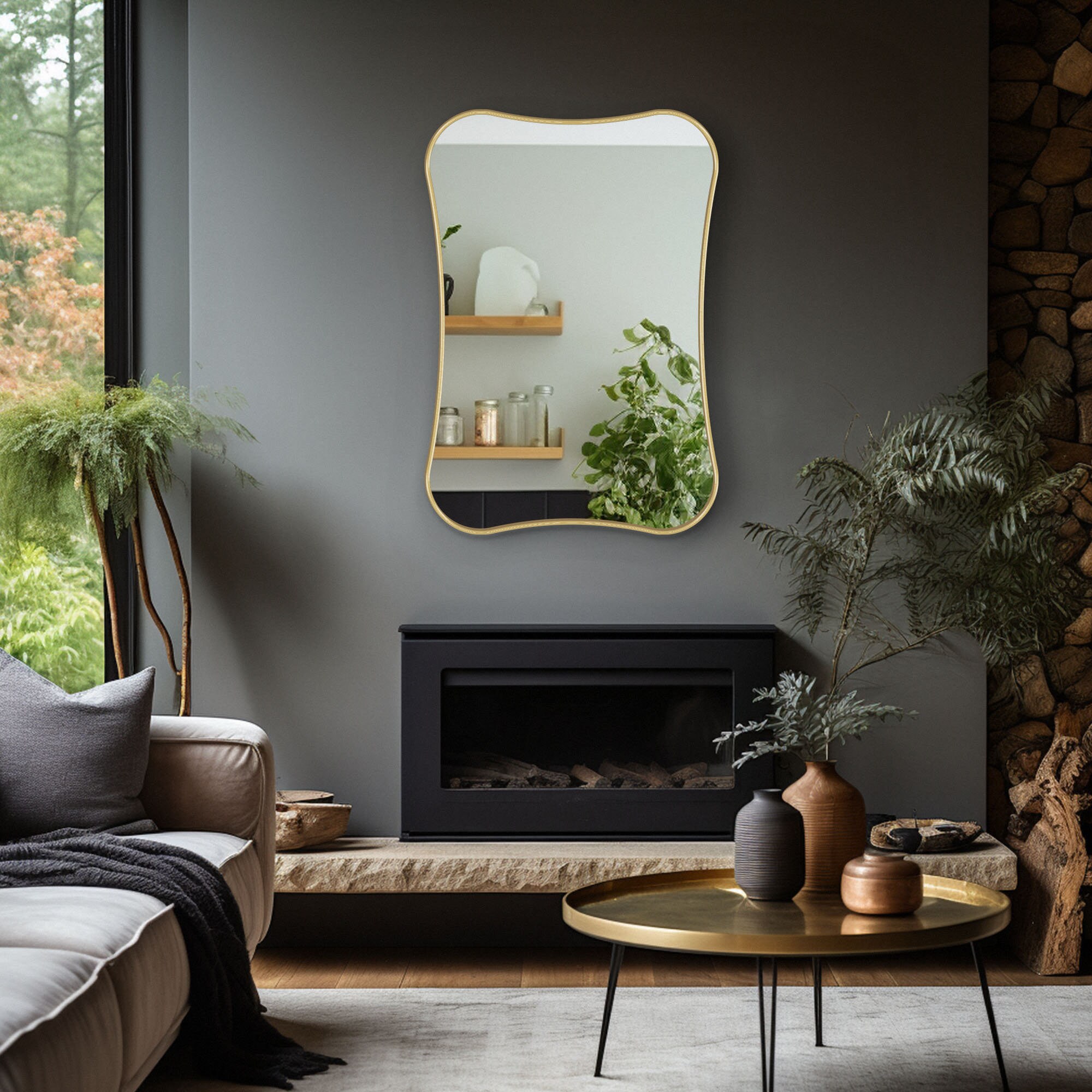 Wavy-shaped Mirror | Modern Home Mirror | Premium MDF Mirror | Luxury ...