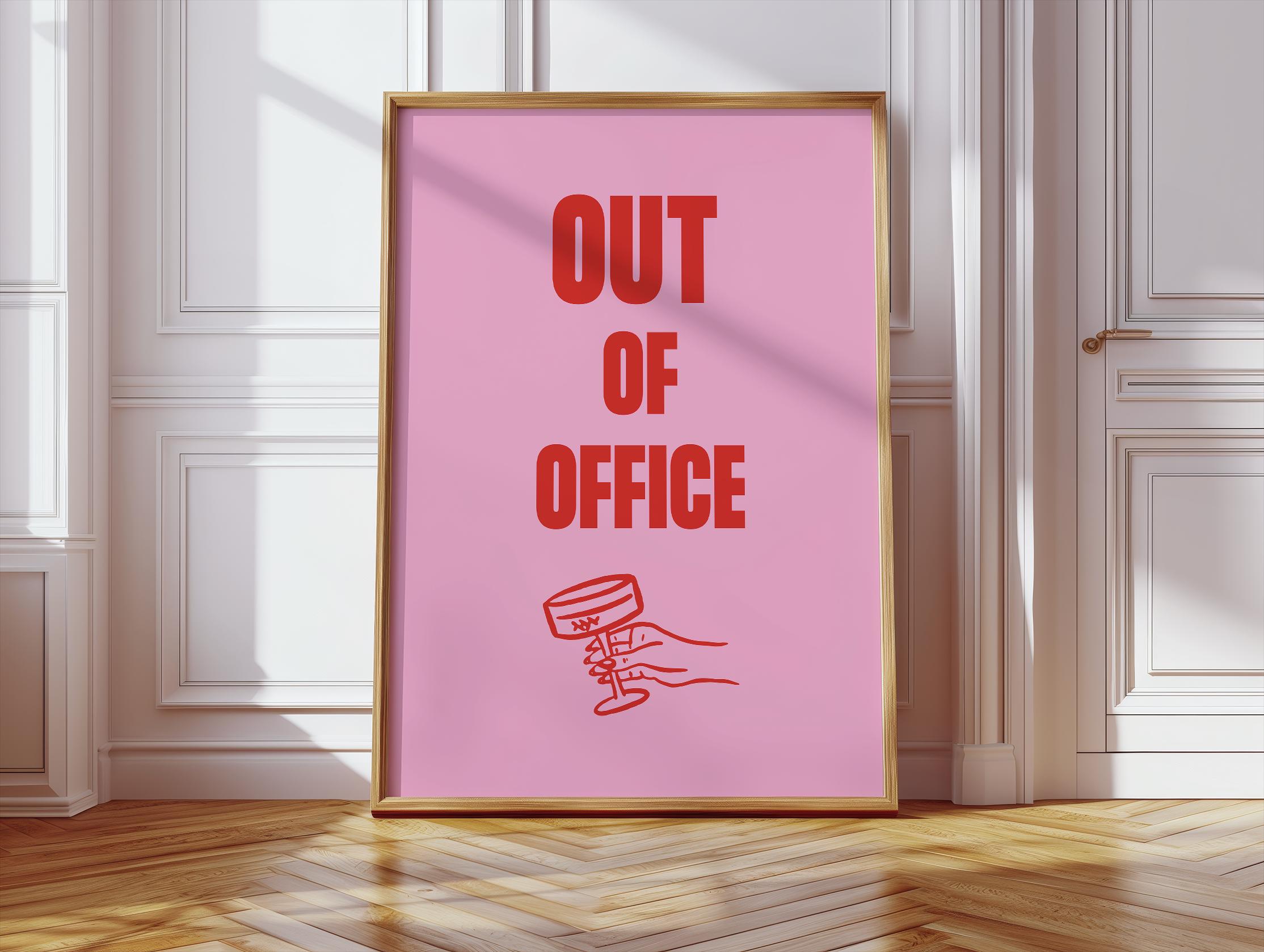 Out of Office, Quote Print Minimalist, Pink Girly Poster, Digital ...
