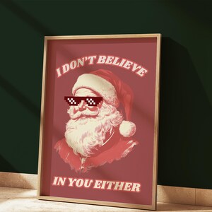 Santa Funky Poster, Red Retro Christmas Print, Christmas Wall Art ...