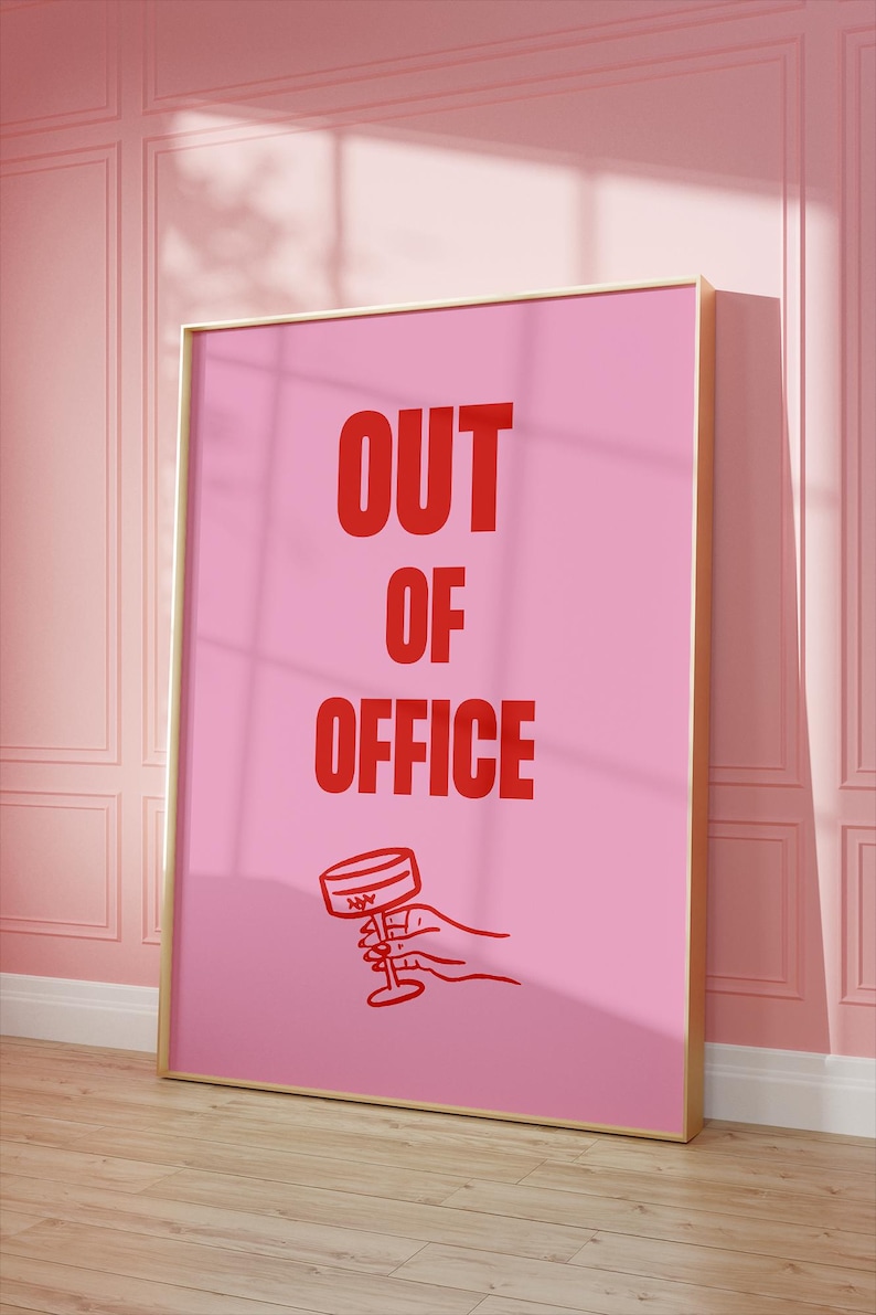 Out of Office, Quote Print Minimalist, Pink Girly Poster, Digital ...