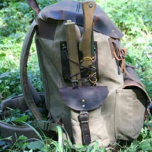 Bushcraft Backpack,leather&canvas Backpack ,waterproof Canvas Rucksack ...