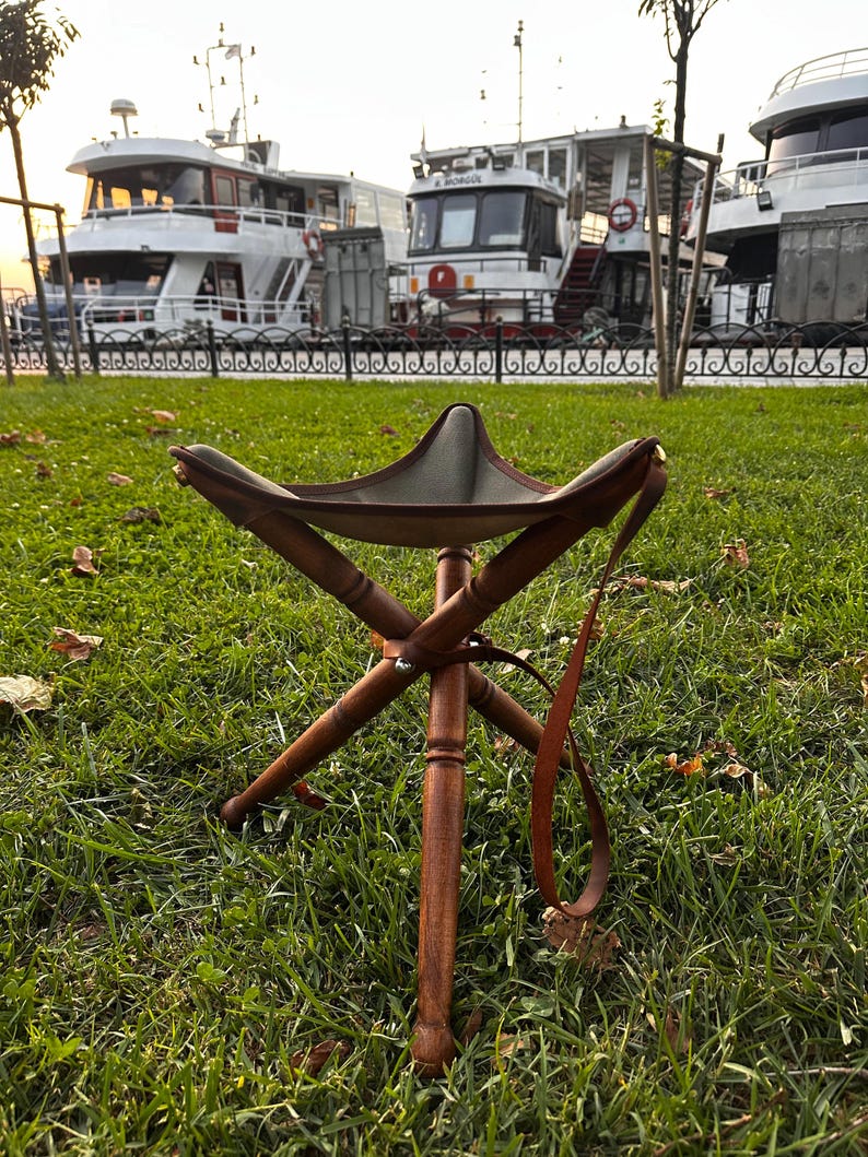Leather-canvas Camp Stool, Bushcraft Stool,tripod Stool, Outdoor ...