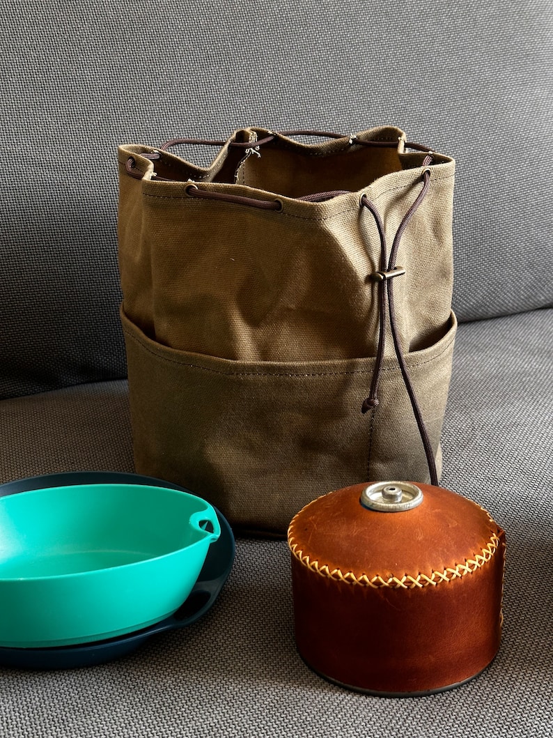 Waxed Canvas Handmade Bushcraft Bag for Cook Set,bushcraft Organiser ...