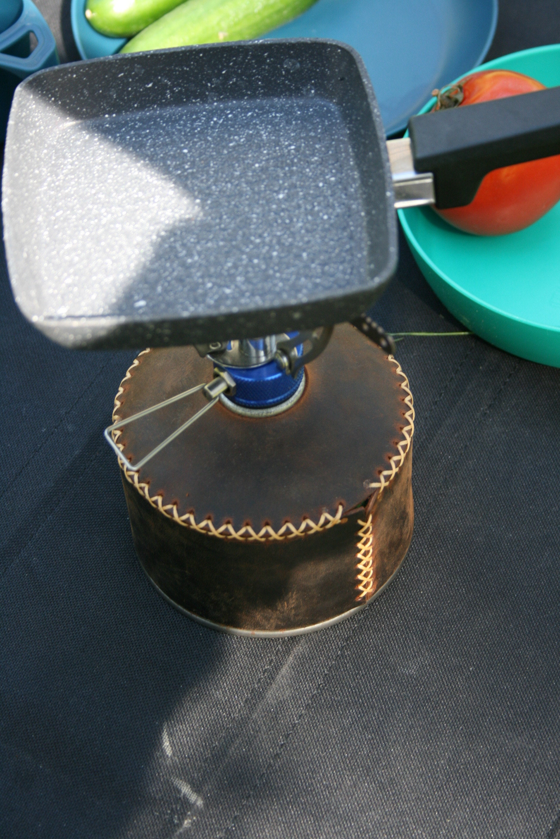 Leather Camping Stove Case, Leather Gas Canister Protector, Bushcraft ...