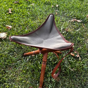 Leather-canvas Camp Stool, Bushcraft Stool,tripod Stool, Outdoor ...