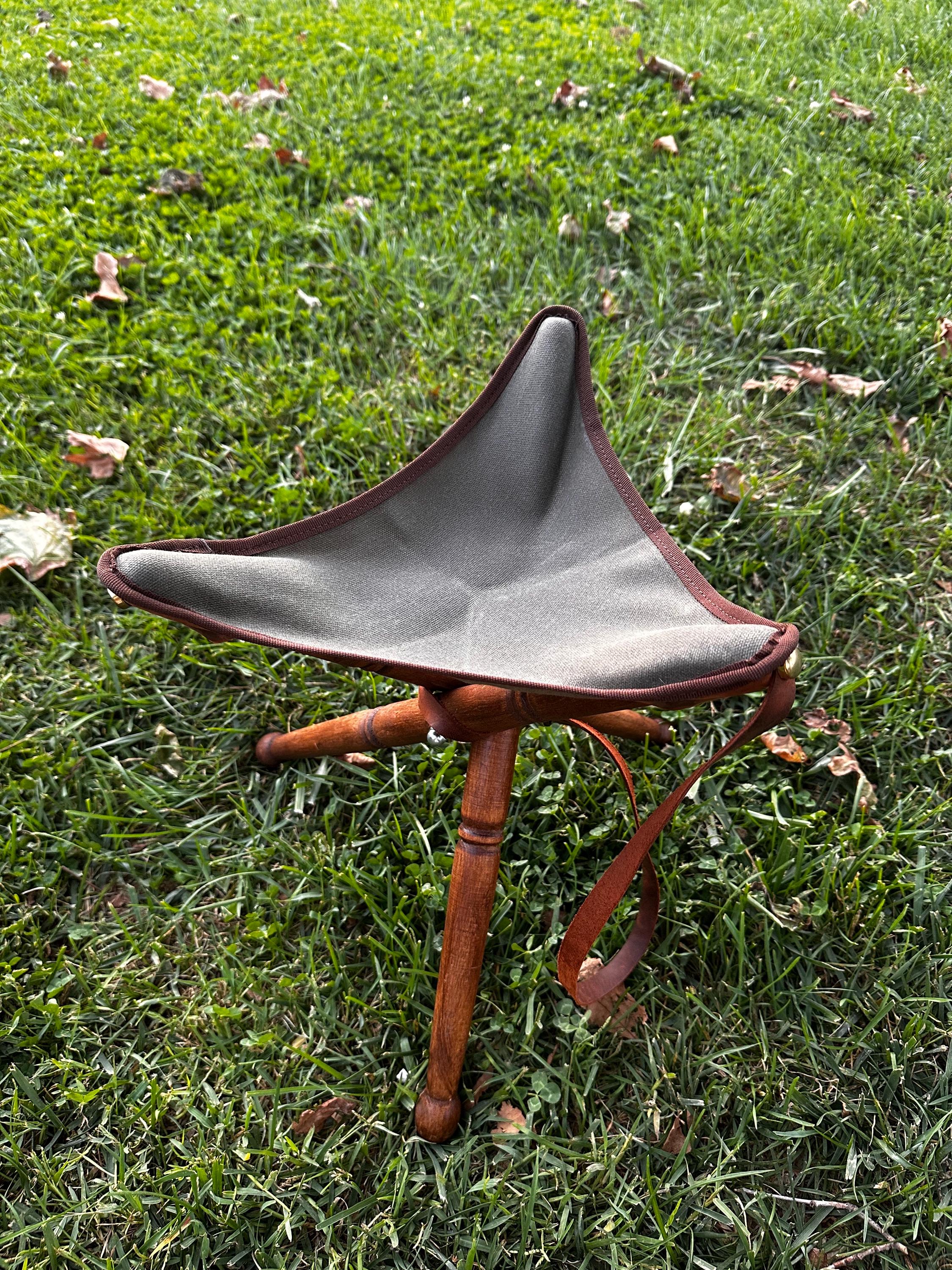 Leather-canvas Camp Stool, Bushcraft Stool,tripod Stool, Outdoor ...