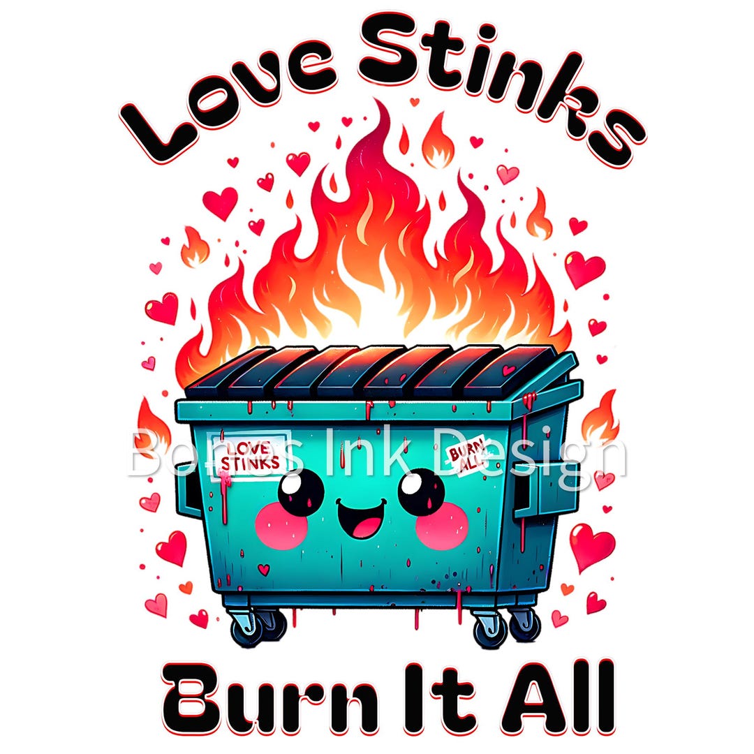 Funny Dumpster Fire Clipart - Love Stinks Burn It All ,anti Valentine ...
