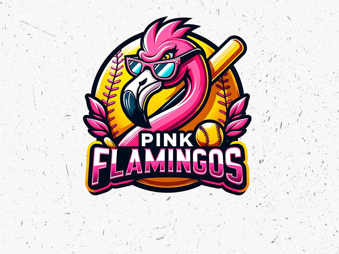 Pink Flamingos Mascot Digital, Sublimation Clipart PNG, Sports Team ...