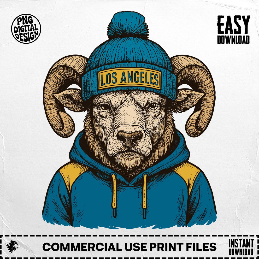 LA Rams Mascot Png, Sublimation Design, Sport Team Png, Cartoon Ram ...