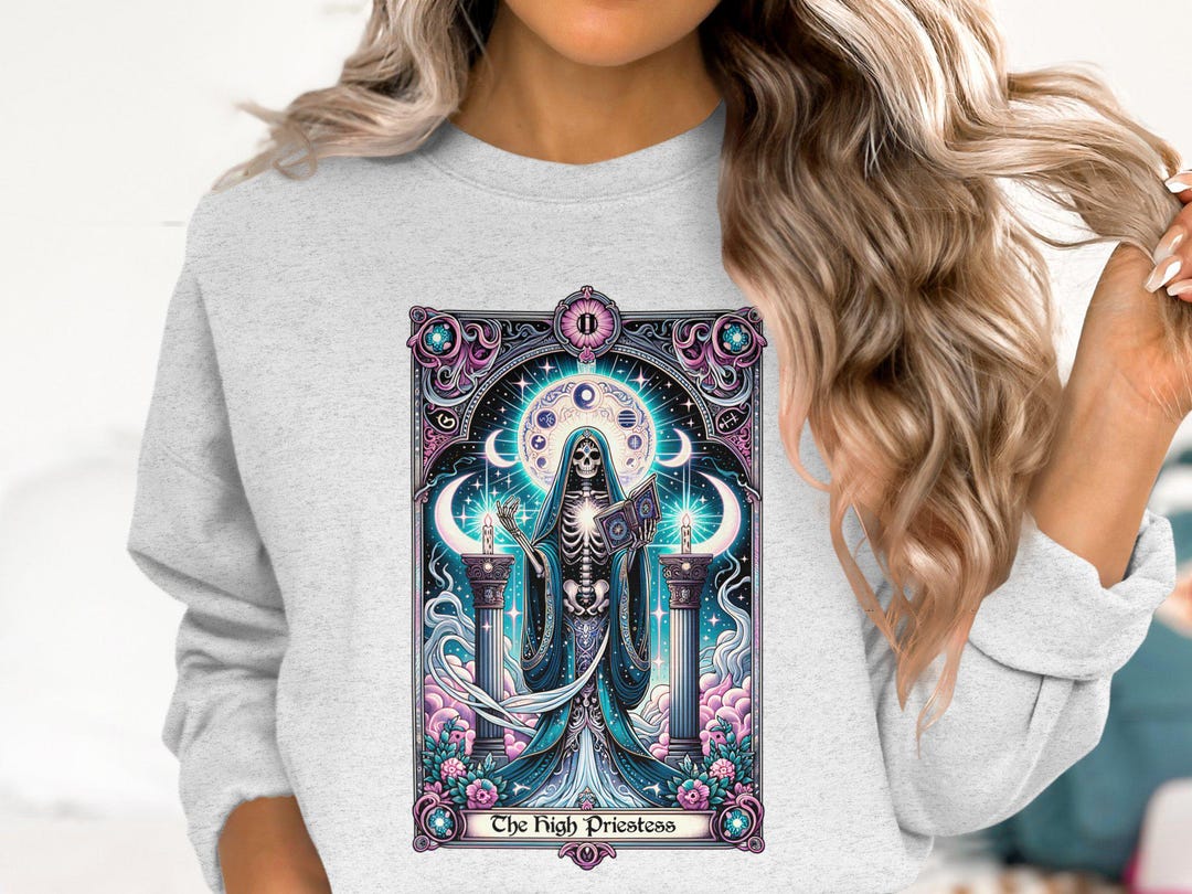 Gothic High Priestess Tarot Card PNG T-shirt Design, Skeleton Mystic ...