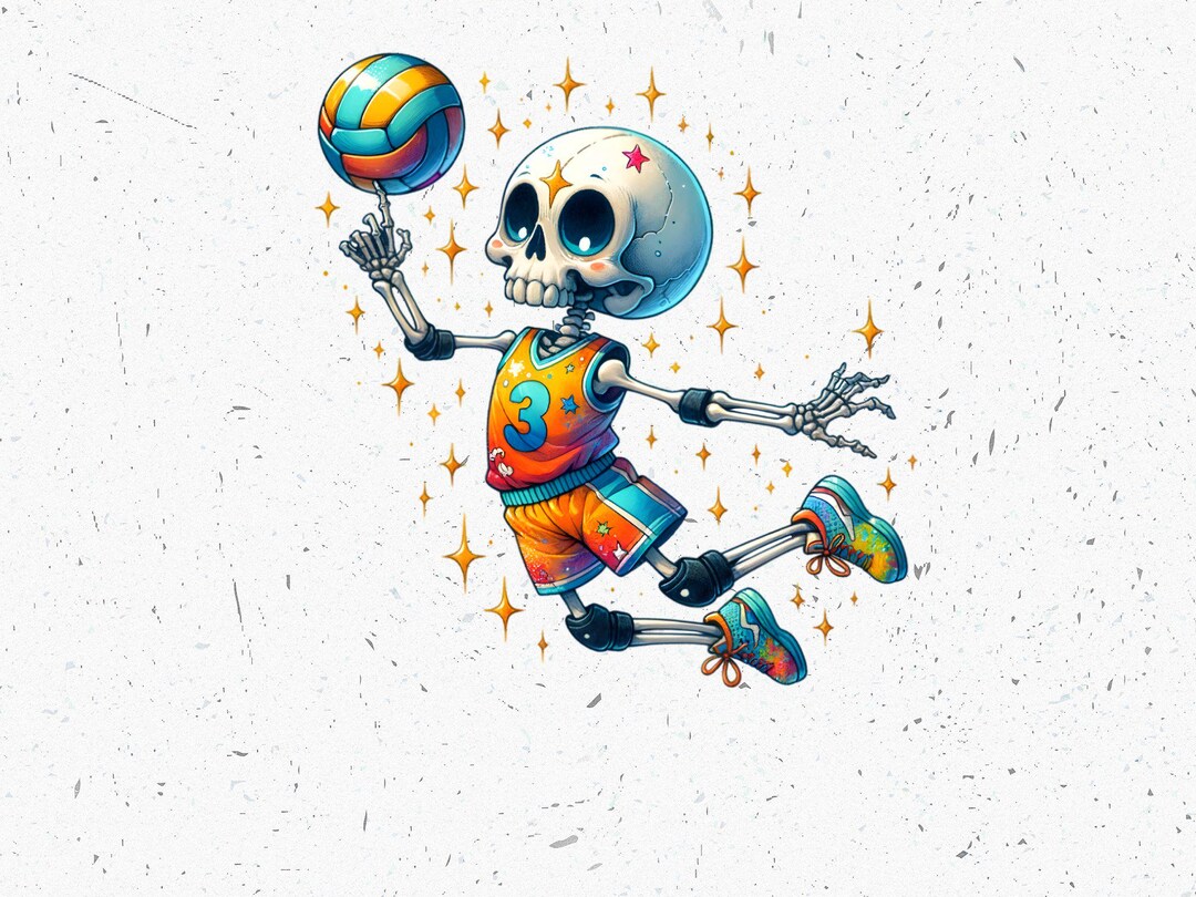 Volleyball Skeleton Digital, Sublimation Clipart Png, Spike It With ...