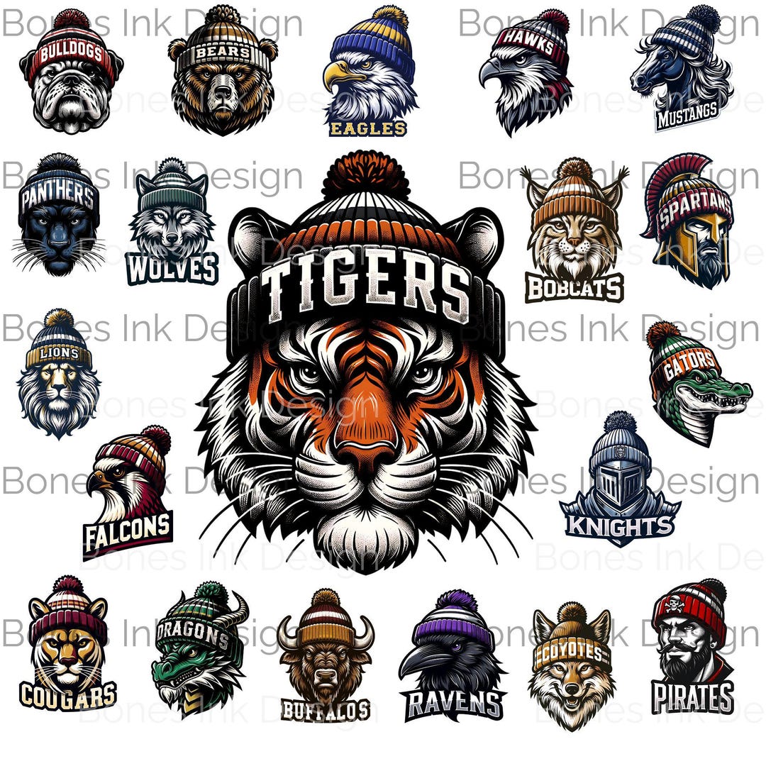 Vibrant Animal-themed Logos With Beanies for School Teams Sport PNG ...