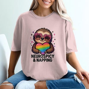 Neurospicy Sloth Digital Clipart PNG, Heart Glasses, Rainbow Heart ...