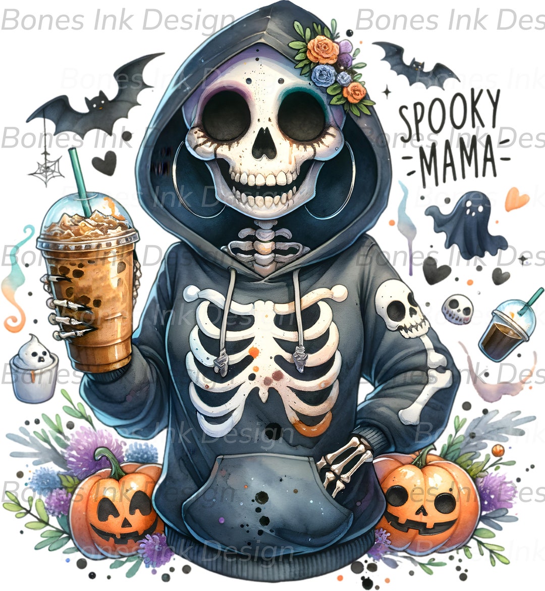Spooky Mama Skeleton Clipart PNG for T-shirt Design, Sublimation, DTF ...