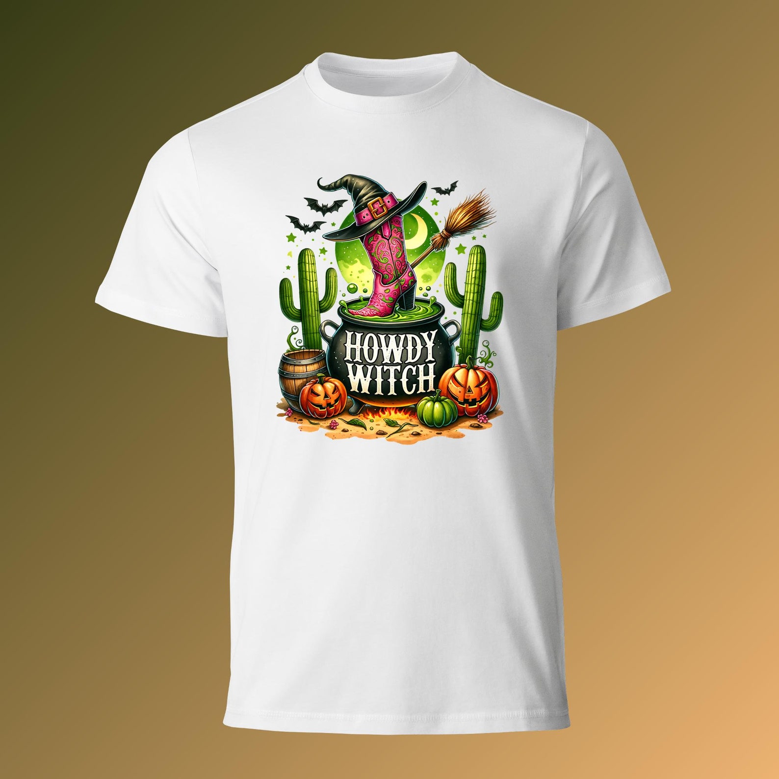 Whimsical Halloween Cowboy Witch Clipart for T-shirt Design and ...