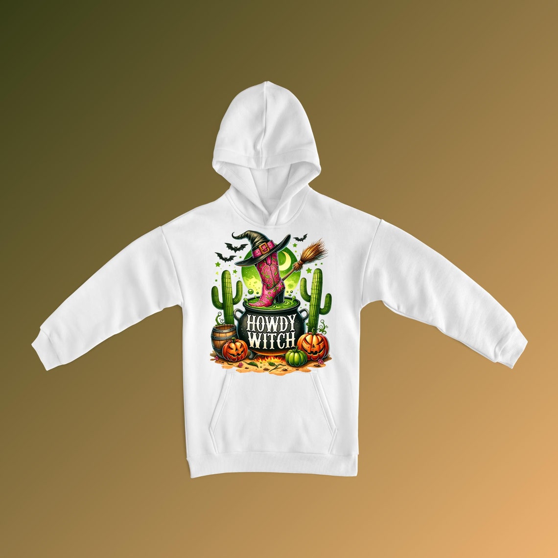 Whimsical Halloween Cowboy Witch Clipart for T-shirt Design and ...