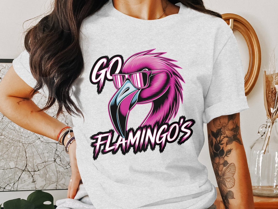 Go Flamingos Png Design T-shirt, Baseball Mascot Graphic Tee, Flamingo ...
