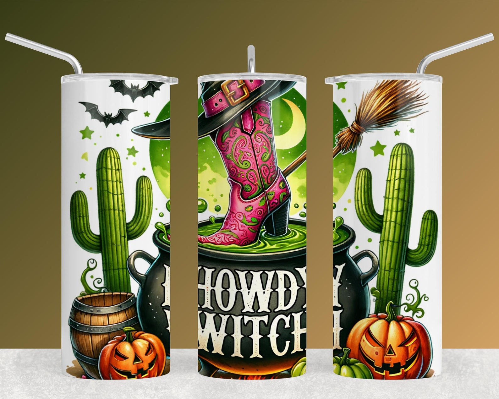 Whimsical Halloween Cowboy Witch Clipart for T-shirt Design and ...