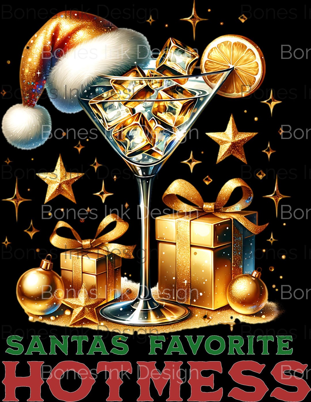 Santa's Hot Mess PNG Glitter Christmas Martini Png Christmas Drink T ...