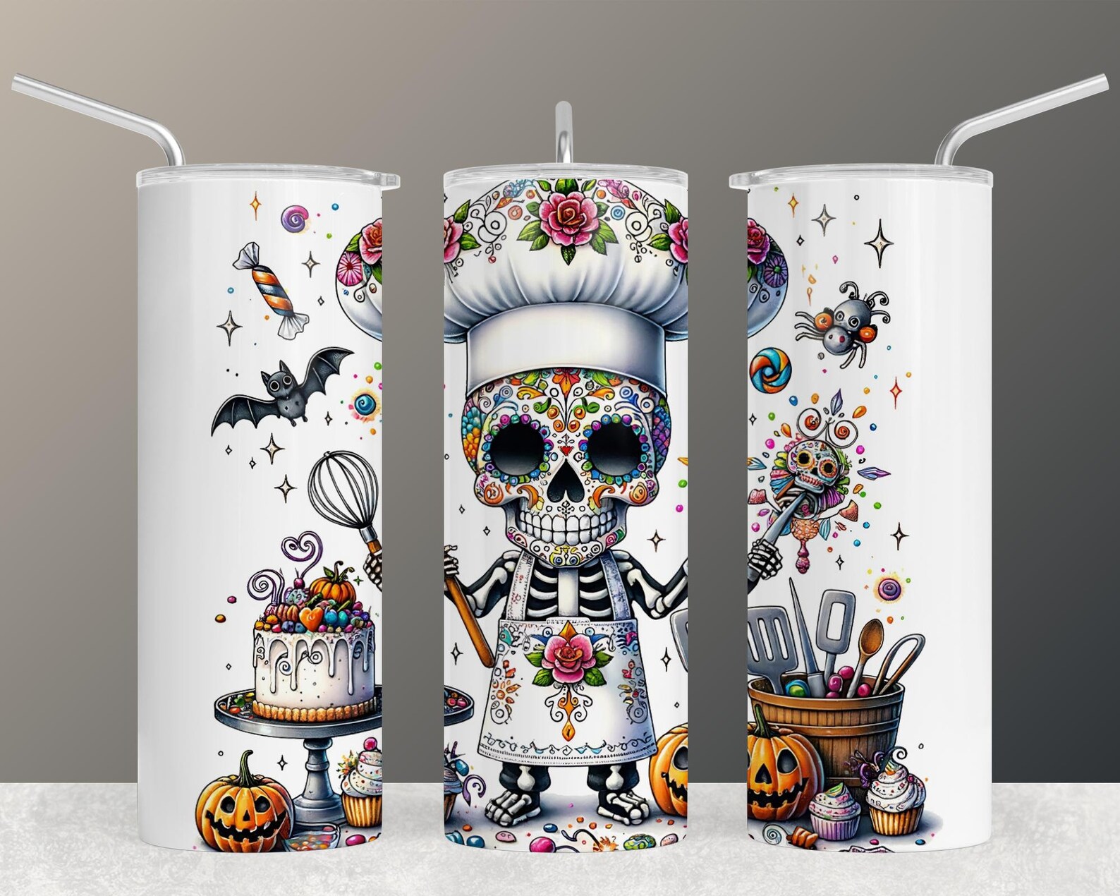 Halloween Sugar Skeleton Chef PNG Clipart for T-shirt Design,wall Art ...