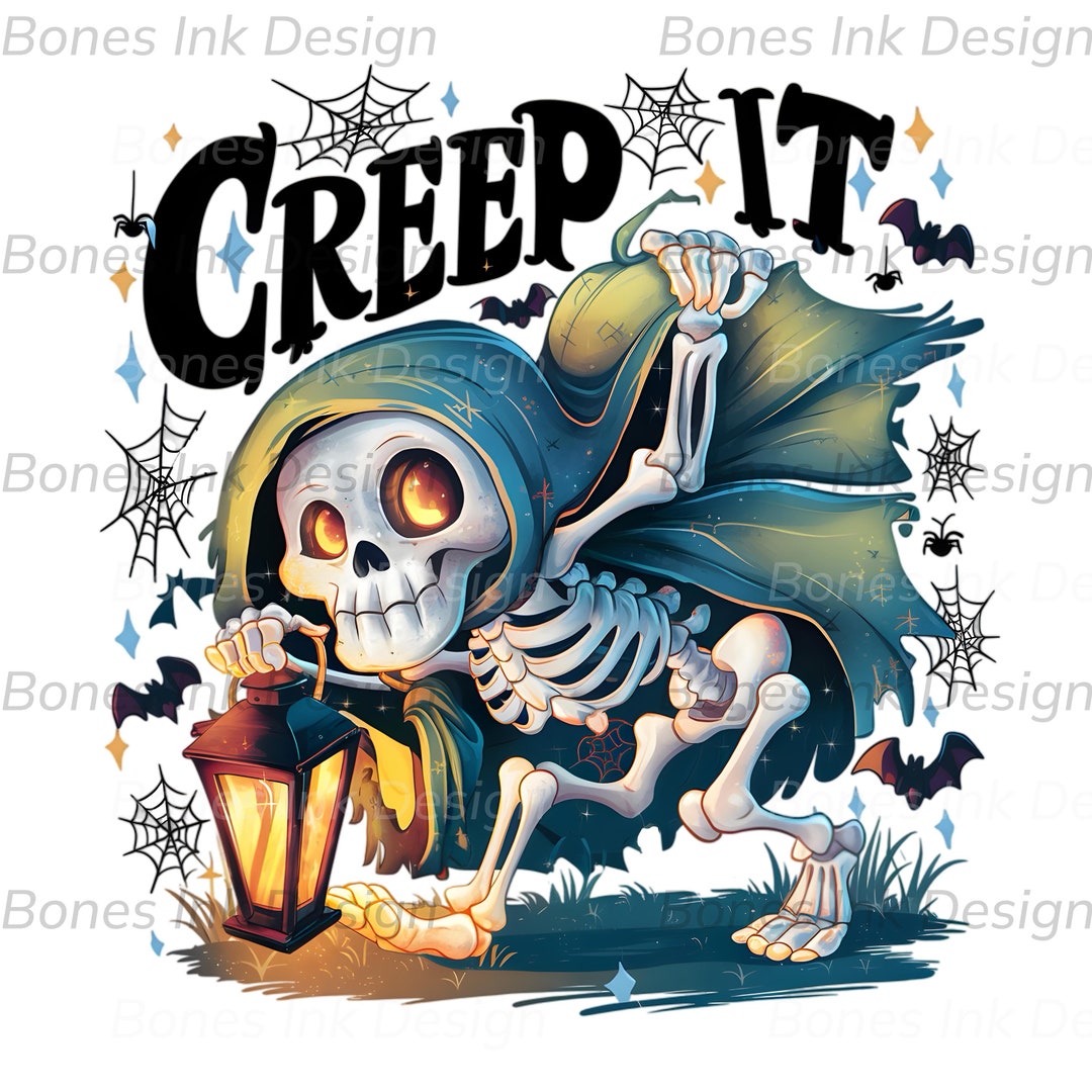 Creep It Skeleton Clipart Png-cute Halloween Clipart, Spooky Skeleton ...