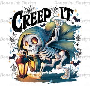 Creep It Skeleton Clipart Png-cute Halloween Clipart, Spooky Skeleton ...