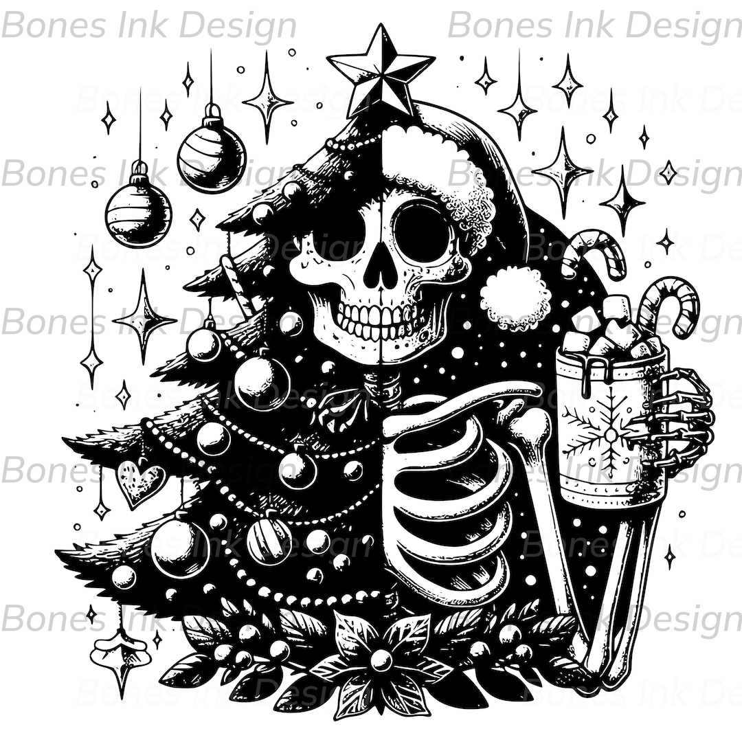 Christmas Tree Skeleton SVG and PNG Files for T-shirts, Tumblers, Wall ...