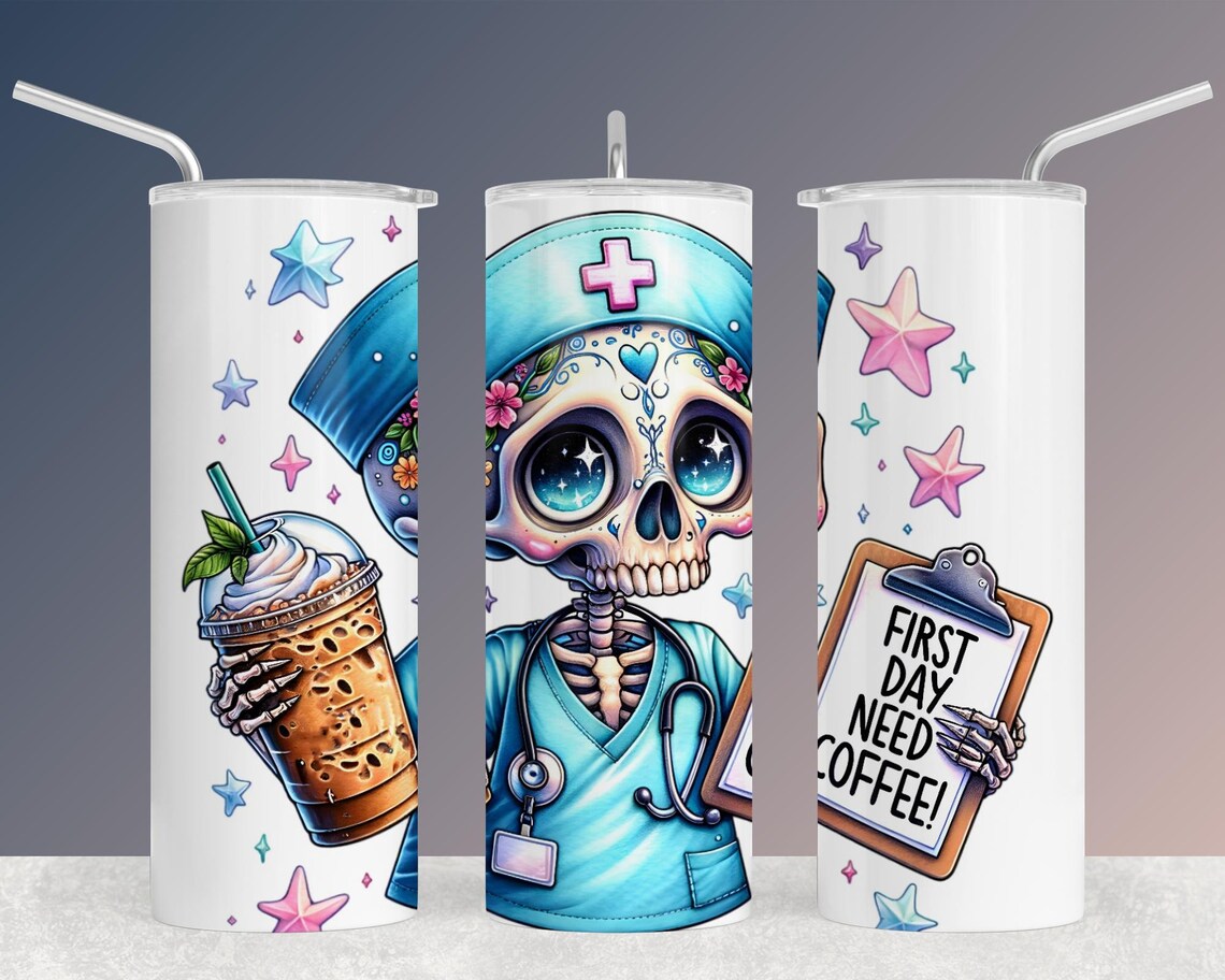 Cute Skeleton Nurse PNG Clipart for T-shirt Design, Sublimation, DTF ...