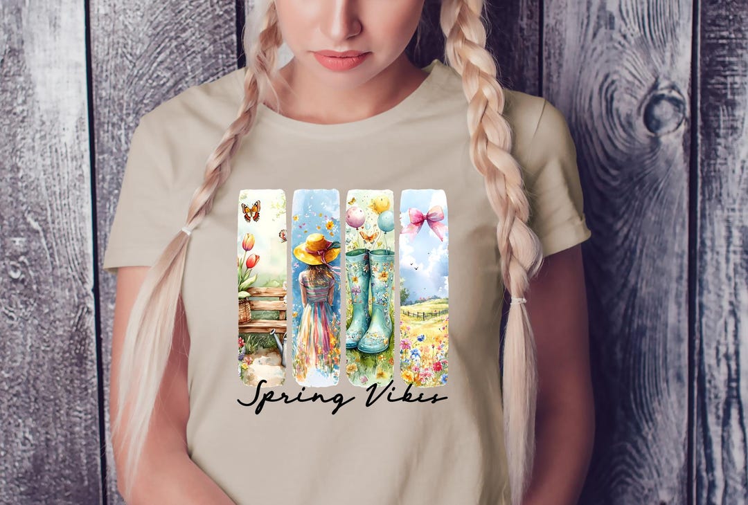 Spring and Summer Clipart Panels With Flowers, Butterflies, and a Young ...