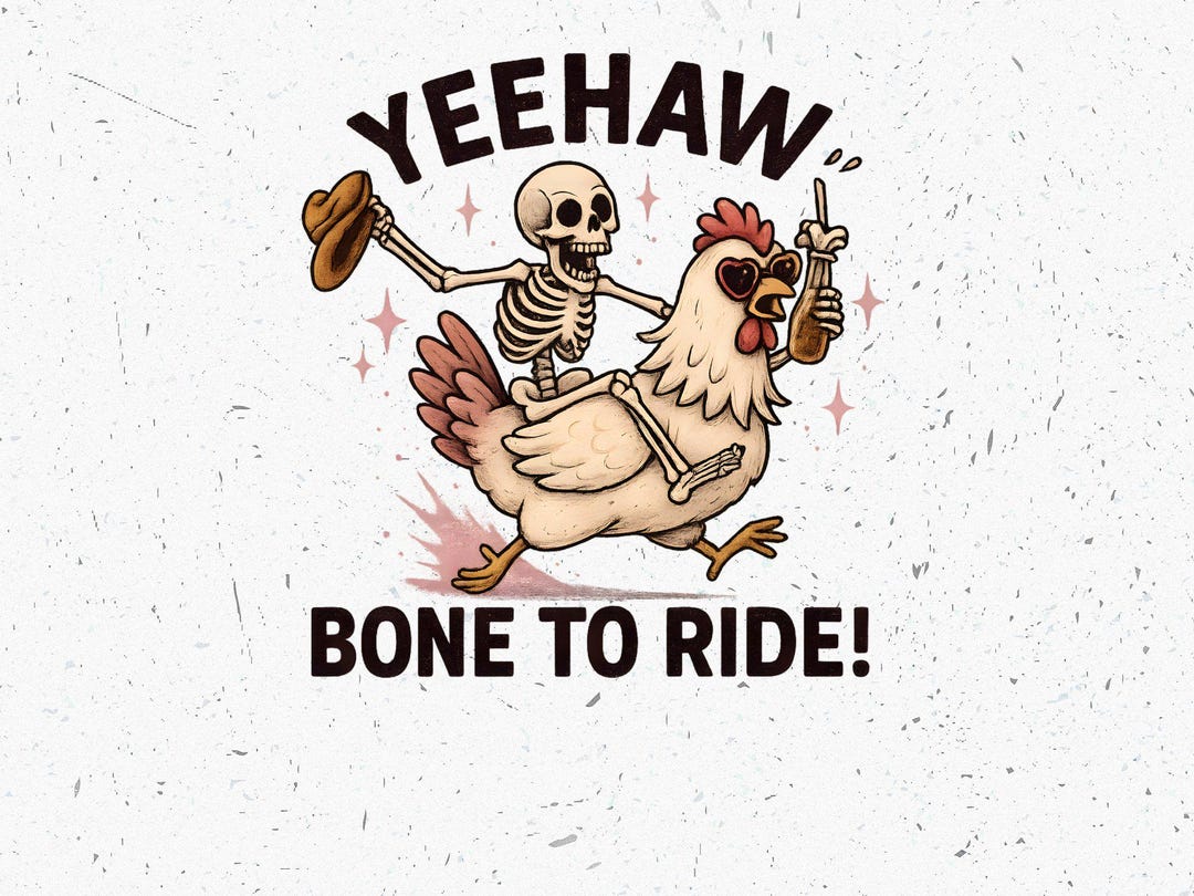 Yeehaw Bone to Ride Digital Sublimation Clipart Png, Skeleton, Chicken ...