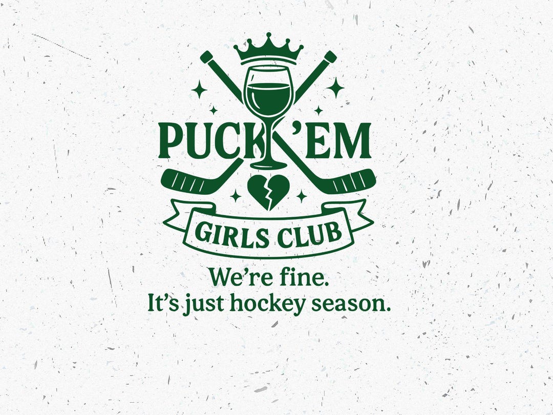 Puck Em Girls Club Vintage Clipart PNG, Hockey Season SVG, Wine Glass ...