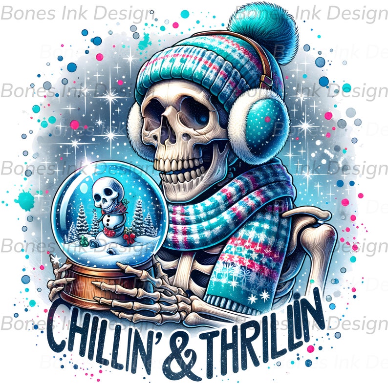 Chillin' and Thrillin' Skeleton Winter Clipart , Winter Skeleton ...