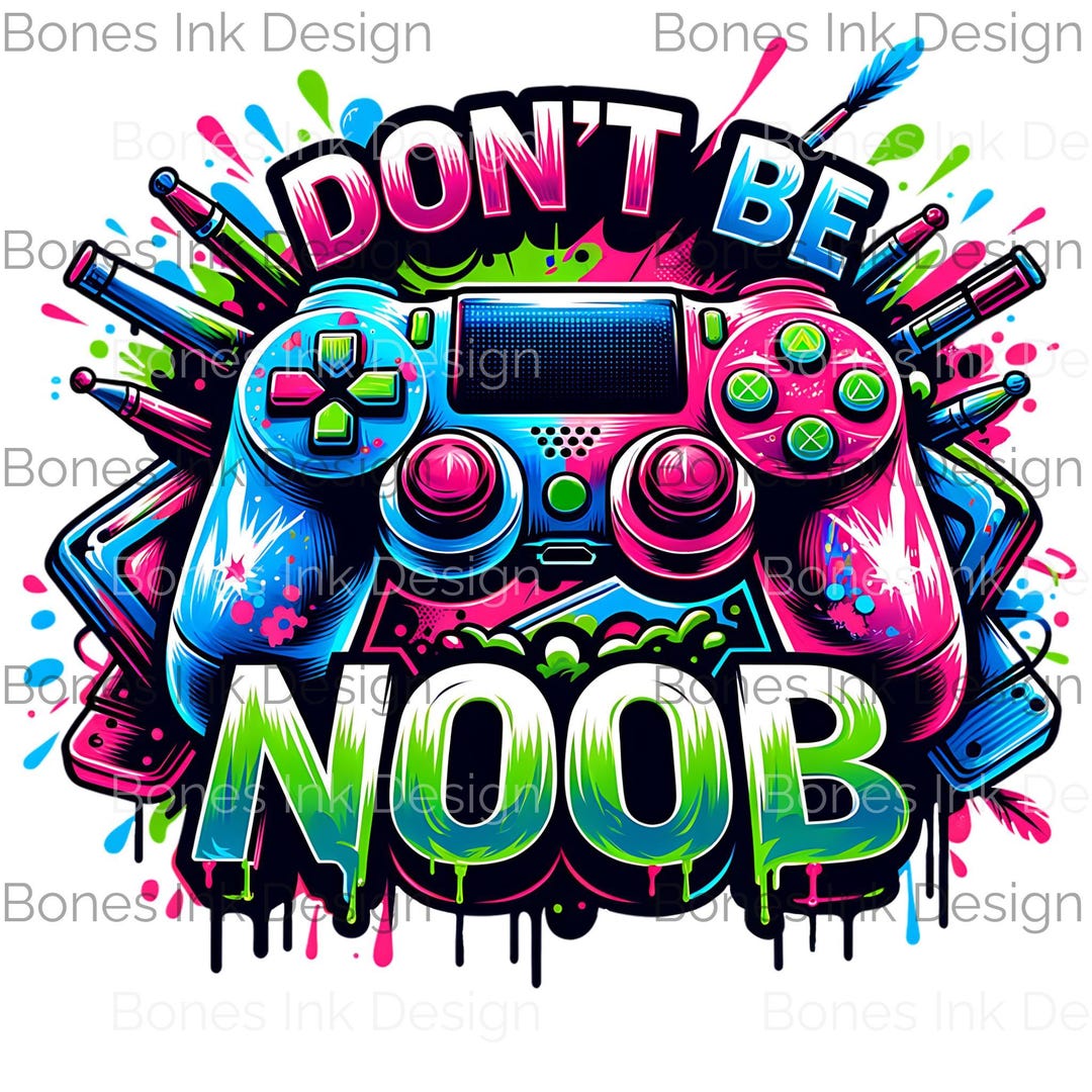 Don't Be Noob PNG Vibrant Gaming Controller JPG Graphic Design,gamer ...