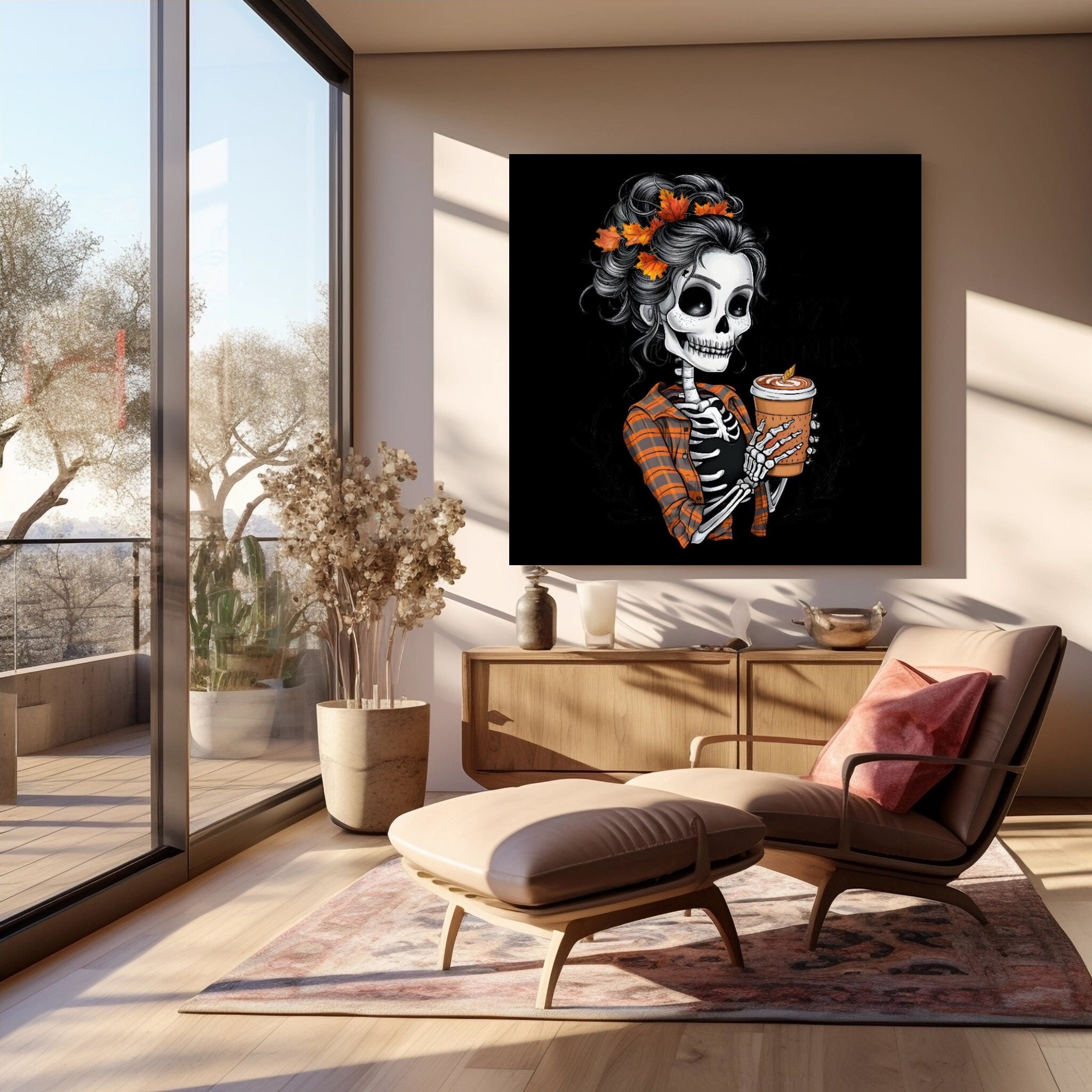 Cozy Bones Skeleton Clipart PNG, Cute Halloween Clipart, Spooky ...