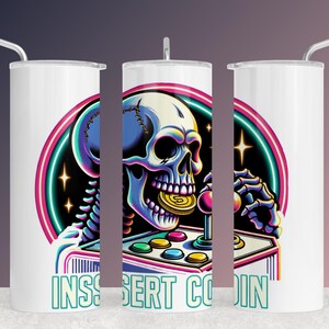 Playful Skeleton With Joystick and Coin PNG Clipart - INSERT COIN Retro ...