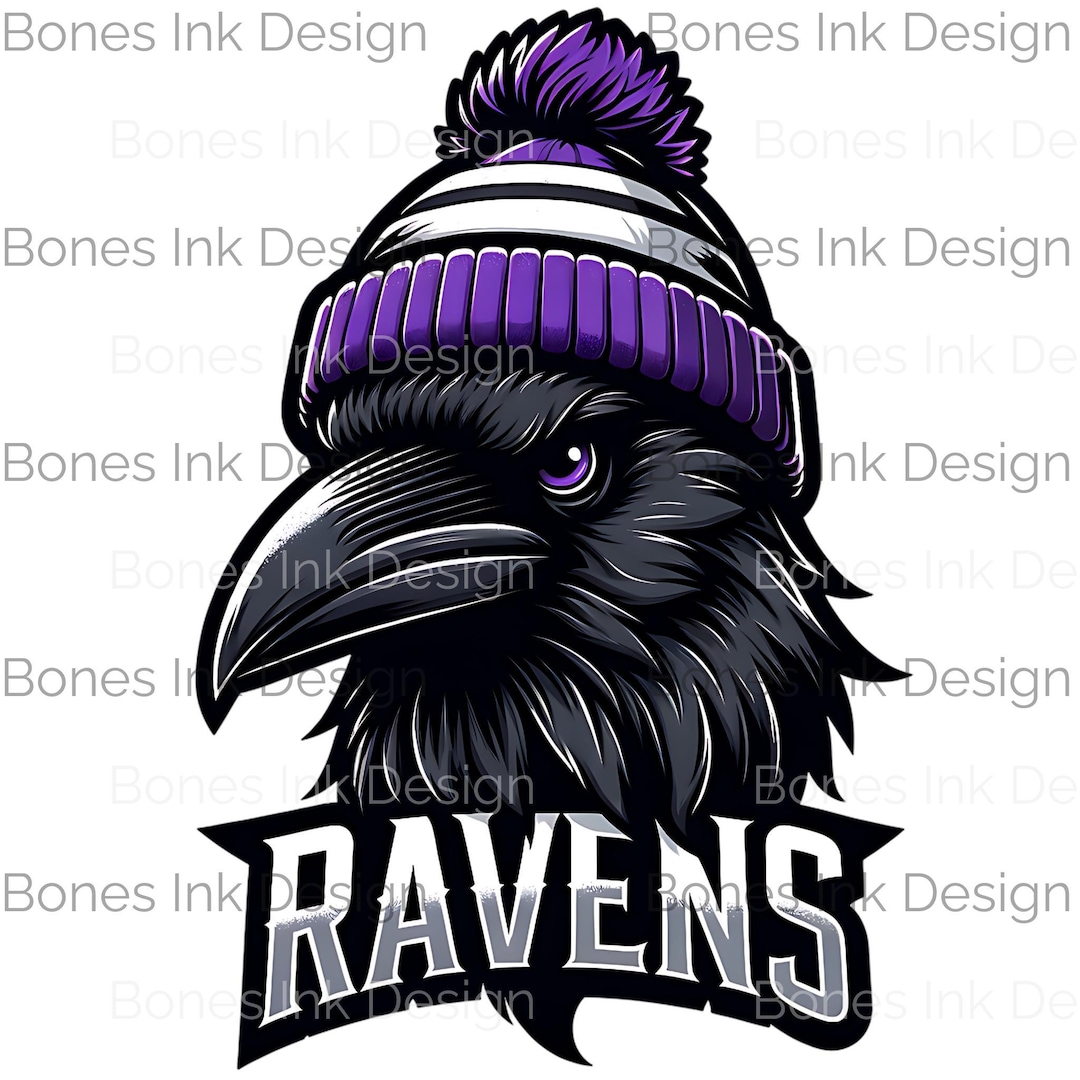 Fierce Cartoon Raven Head Mascot Design - RAVENS -school Team Mascot ...