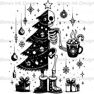 Christmas Tree Skeleton SVG PNG Files for T-shirt Design, Sublimation ...