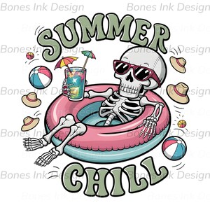 Green Summer Chill Skeleton Clipart PNG, Cute Halloween Clipart, Spooky ...