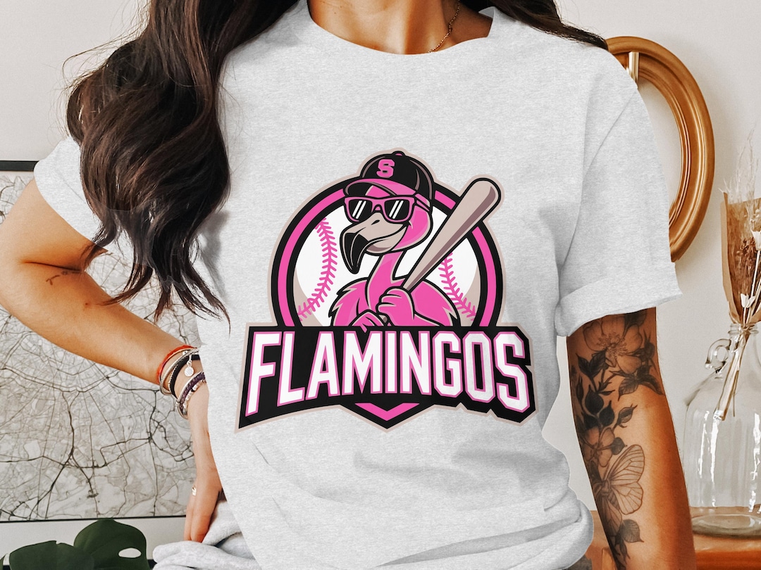 Flamingos Baseball PNG T-shirt, Cool Flamingos Mascot Logo, Unique ...
