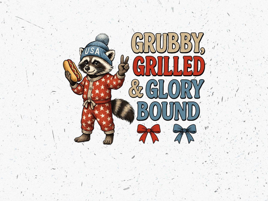 Patriotic Raccoon Clipart Png, 4th of July Digital Download, USA Raccoon Image, Grubby Grilled ...